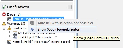 i-net Clear Reports Help: Problem Finder