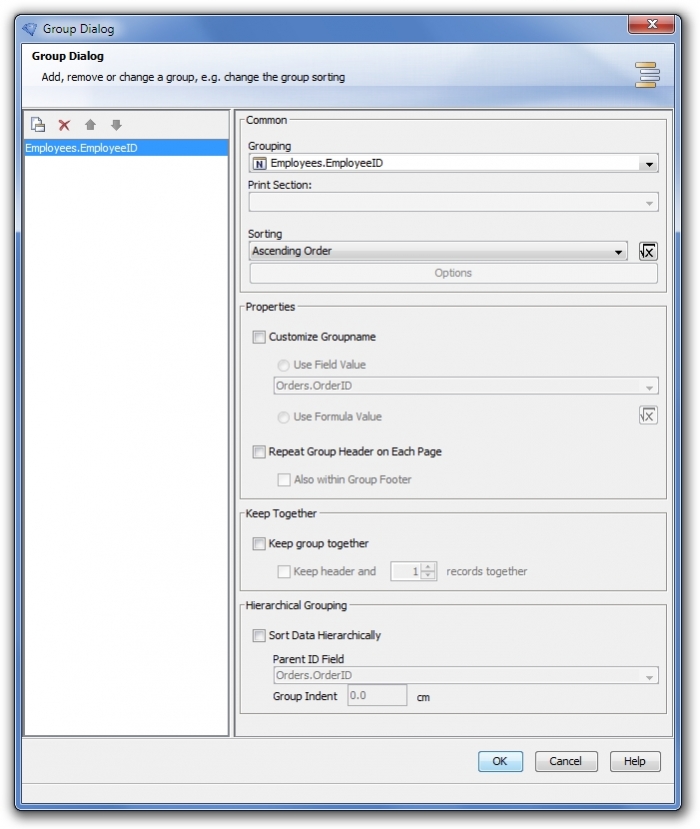 i-net Clear Reports Help: Grouping and Sorting